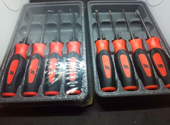 Snap-on ORANGE Mini Soft Grip Awl Hook Pick and Mini Screwdriver Set ...