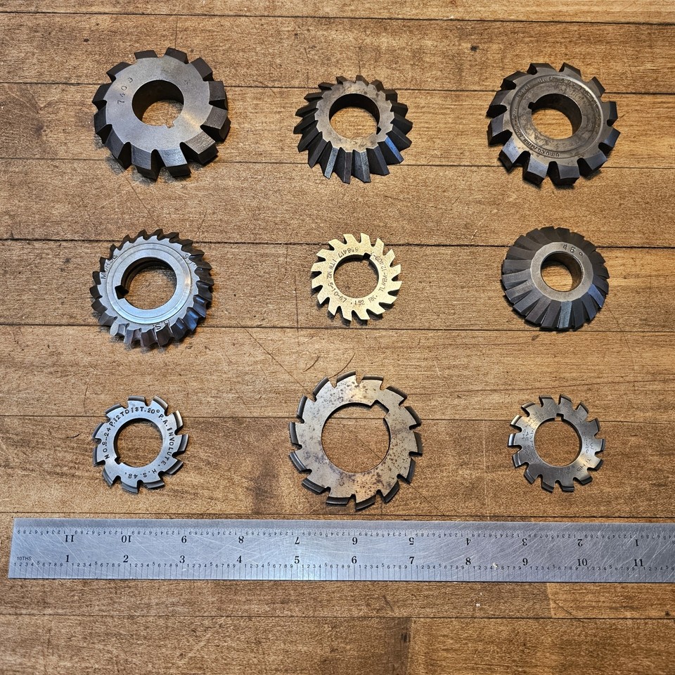 Involute Gear Cutters LOT of 9 • METAL Milling HSS Cobalt Machinist ...