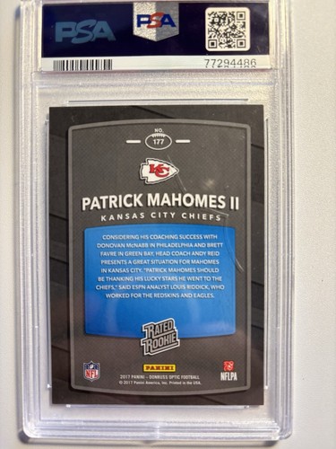2017 Donruss Optic Patrick Mahomes Rated Rookie Card RC #177 PSA 9 ...