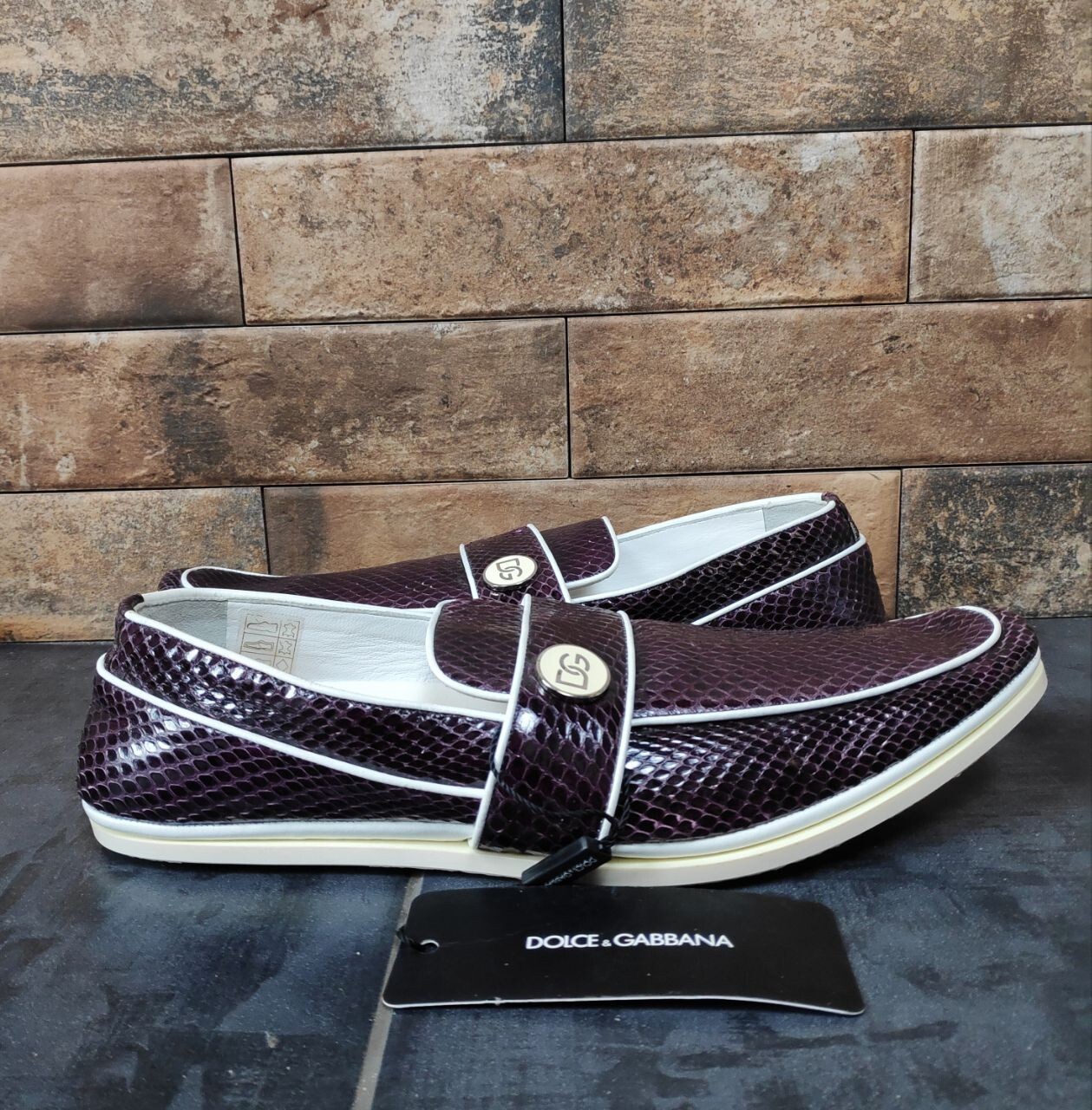 Dolce & Gabbana Vintage Authentic Men's Loafers Purple Python Skin Size ...