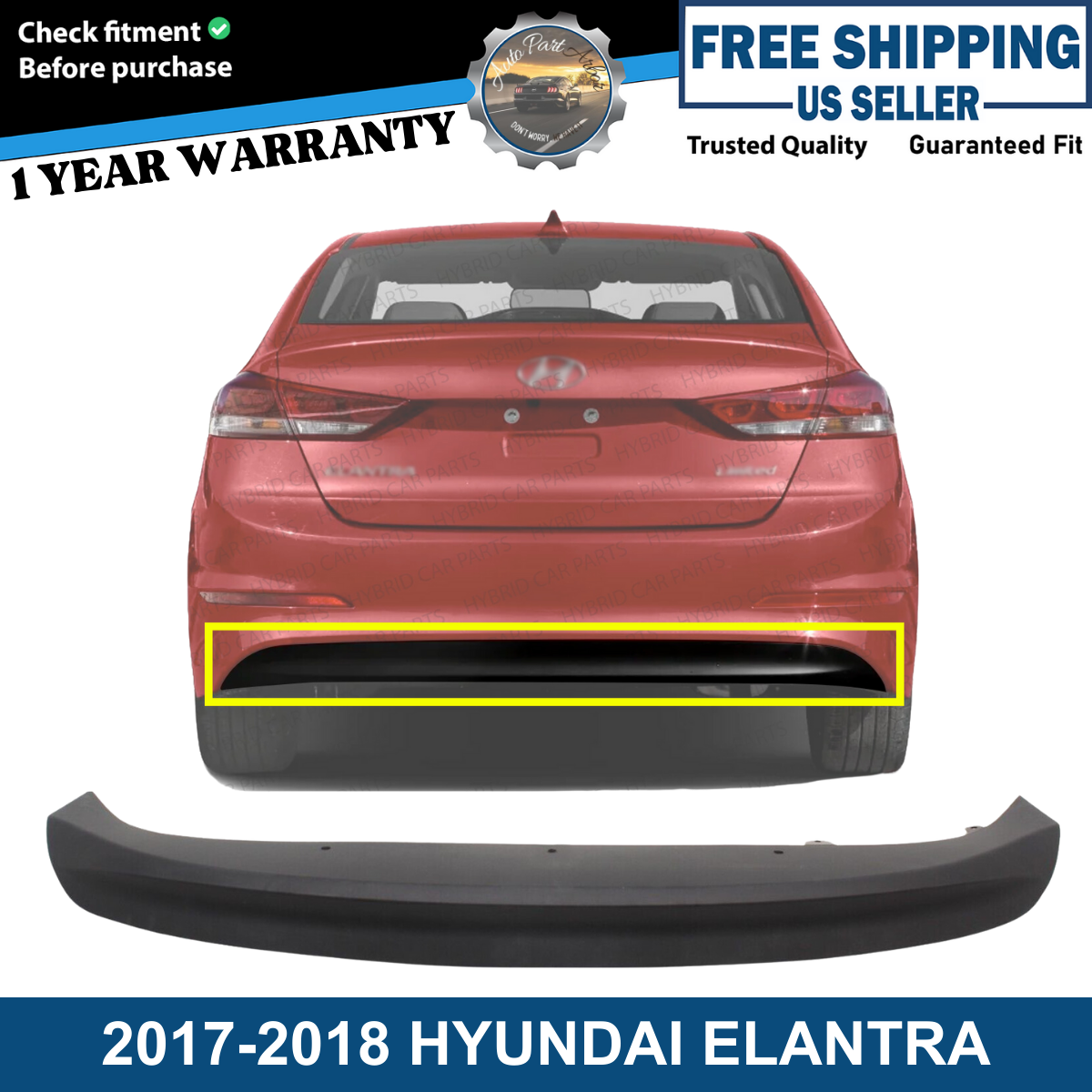 New Rear Bumper Lower Valance Cover Textured For 2017-2018 Hyundai ...