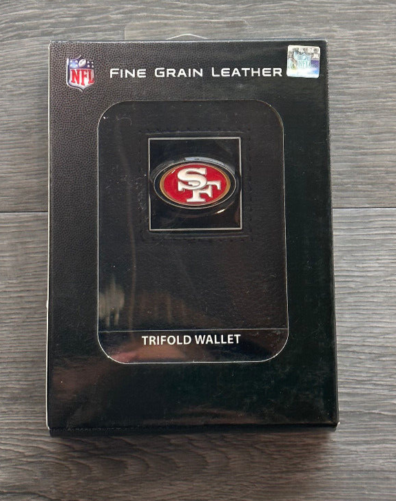NFL San Francisco 49ers Black Fine Grain Leather Trifold Wallet with ...