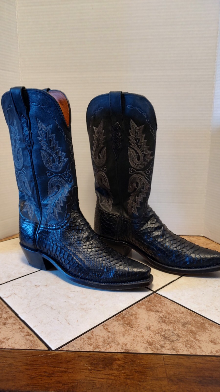 Lucchese Black Python Cowboy Boots KD4020 Men's Size 8.5 B- Excellent ...