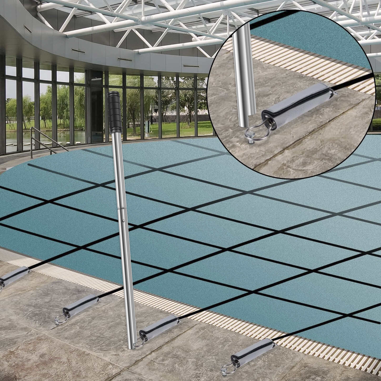 26-1/2 inch Pool Cover Tool Stainless Steel Swimming Safety Cover ...
