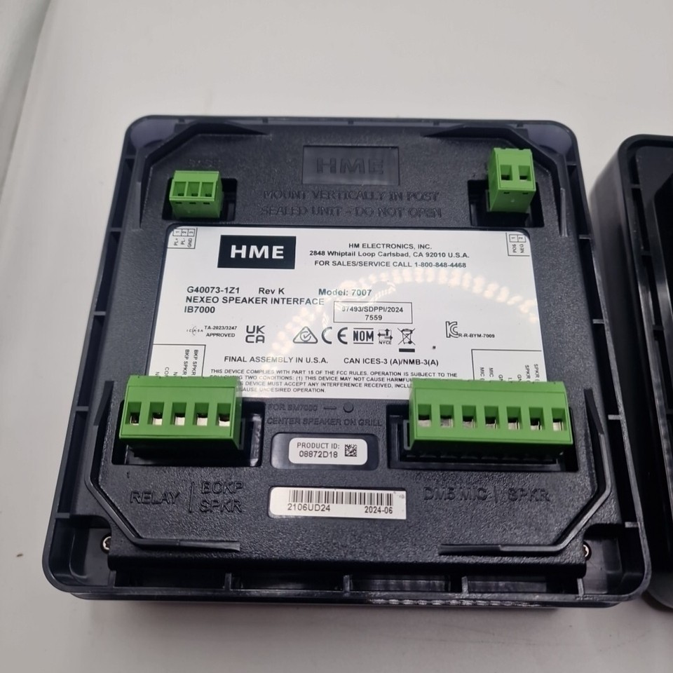 HME NEXEO Drive Thru Wireless Intercom SPEAKER INTERFACE IB7000 Model ...