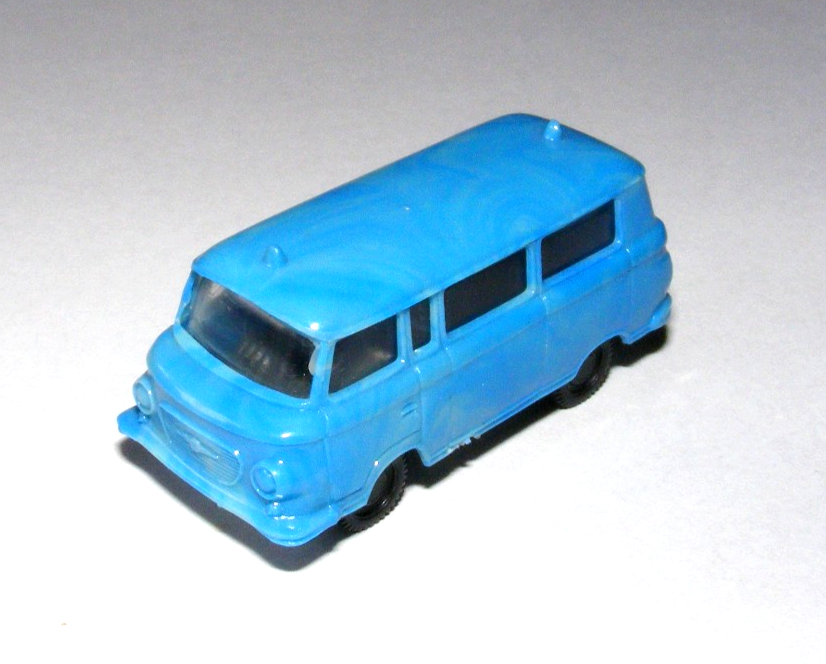 DDR HO Plastik Modellauto Barkas B1000 SMH alte Form 2 Lampen BLAU ...