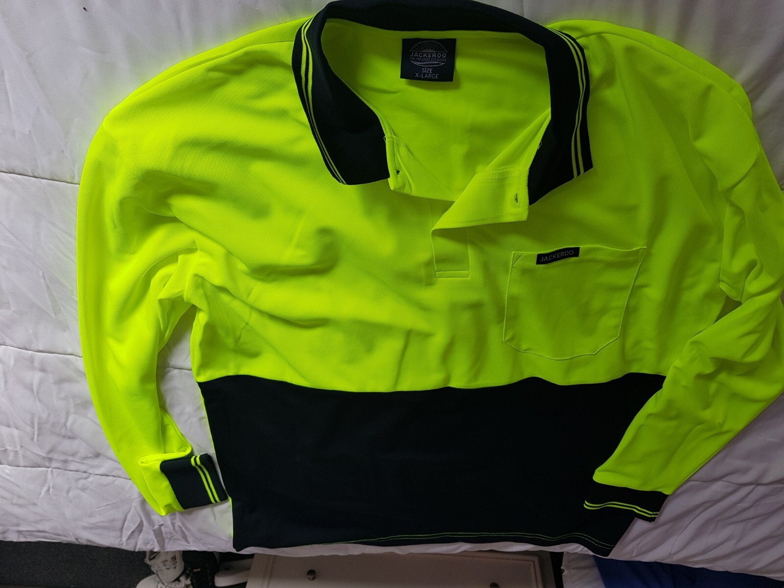 NEW Jackeroo Fluro Yellow Hi Vis Long Sleeve Safety Work Shirt Size X ...