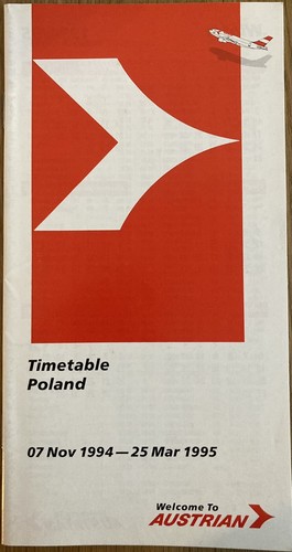 AUSTRIAN AIRLINES TIMETABLE POLAND 7.11.94-25.03.1995 | eBay