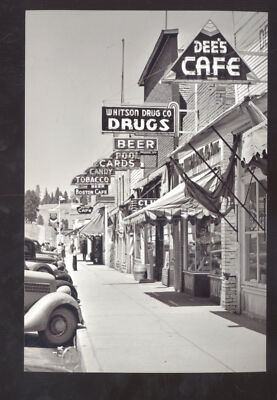 REAL PHOTO CASCADE IDAHO DOWNTOWN STREET SCENE DRUG STORE POSTCARD COPY ...