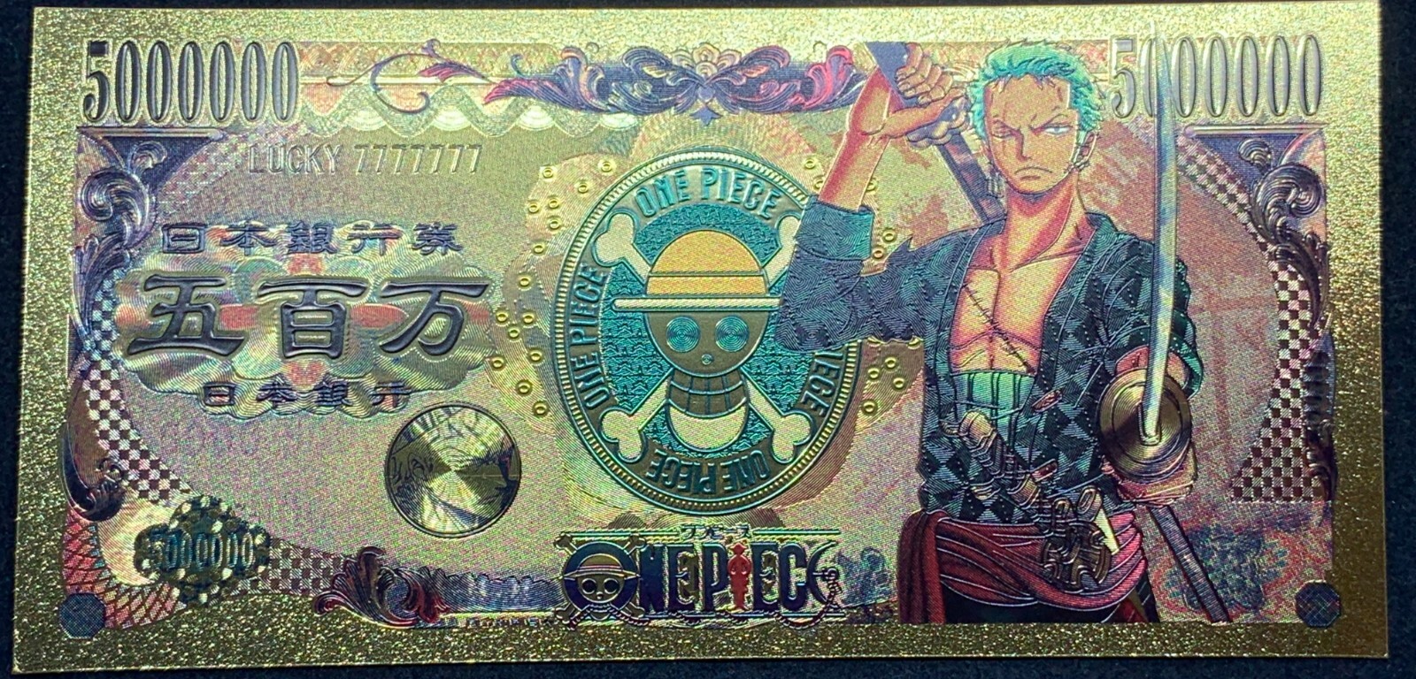 Roronoa Zoro ONE PIECE Japanese Gold Money Metal Banknote 10000 Yen ...