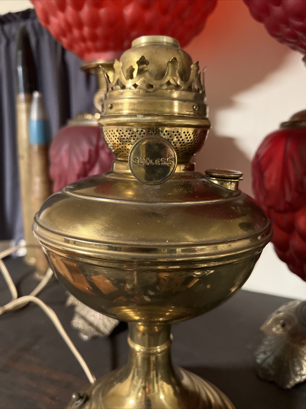 Antique Vintage SUCCESS Oil Lamp Converted To Electric | eBay