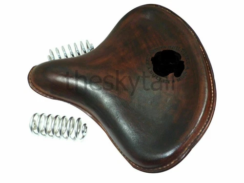 Leather Engraved Brown Front Solo Seat Fit For Royal Enfield Standard ...