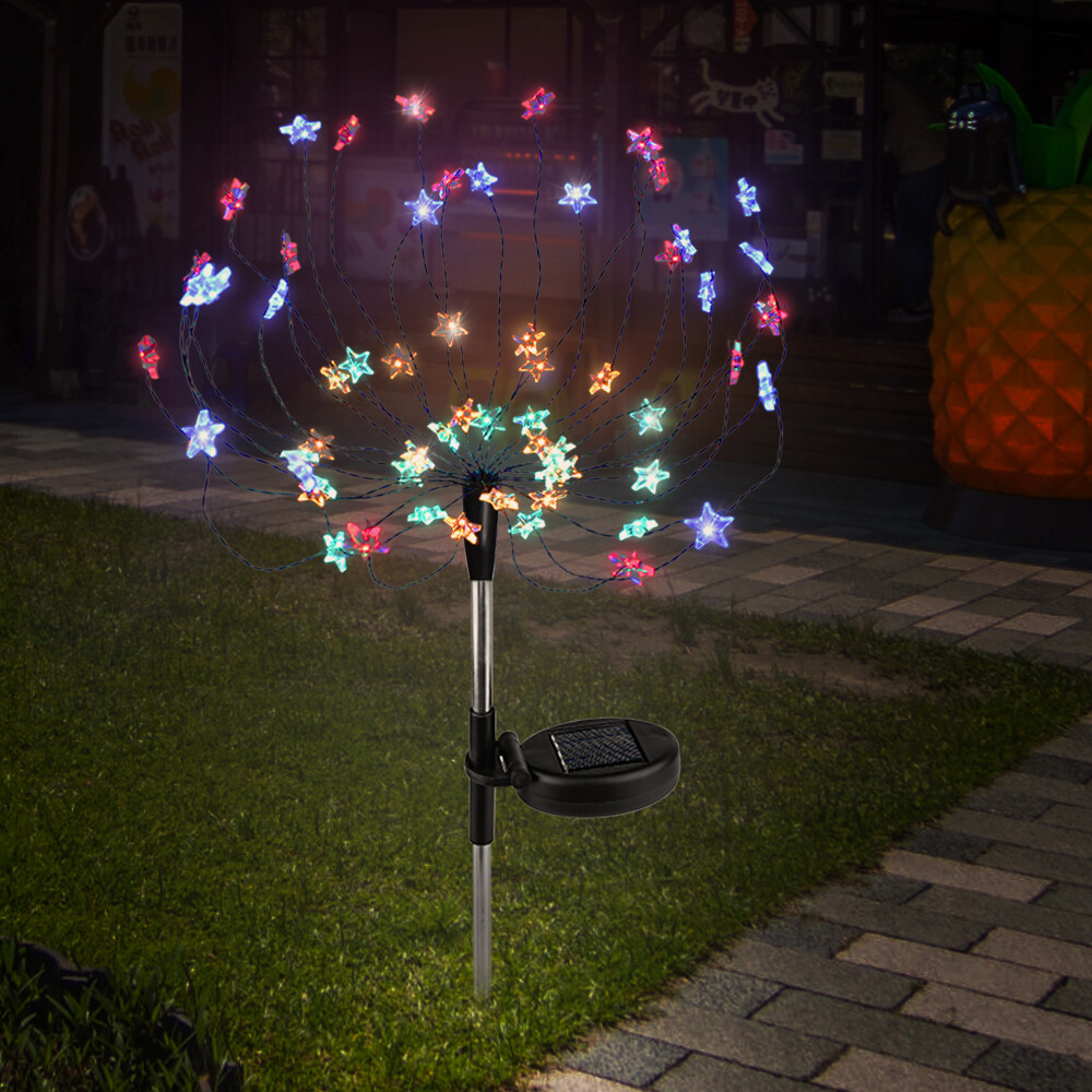 2 PCS Star Stake Firework Fairy Light For Patio Backyard Garden ...