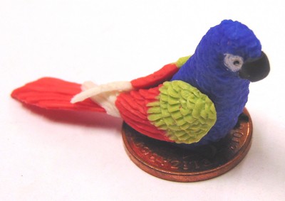 Large Blue Polymer Clay Parrot Tumdee 1:12 Scale Dolls House Bird ...