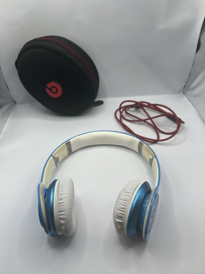Beats By Dr. Dre Studio Blue White Solo HD Wired Folding Headphones ...
