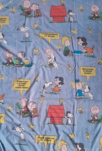 Vintage PEANUTS TWIN FLAT SHEET - - Blue - 66" × 104" - United Features ...