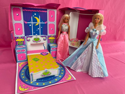 Vintage 1990s Barbie Dolls Dresses Shoes Sleep Case Wind-Up Computer ...