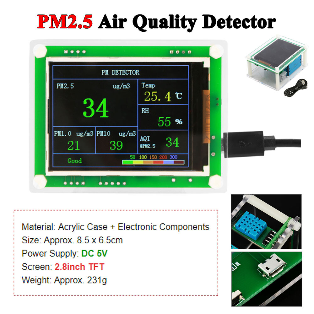 PM2.5 Detector Module Household Air Quality Dust Sensor LCD Display ...