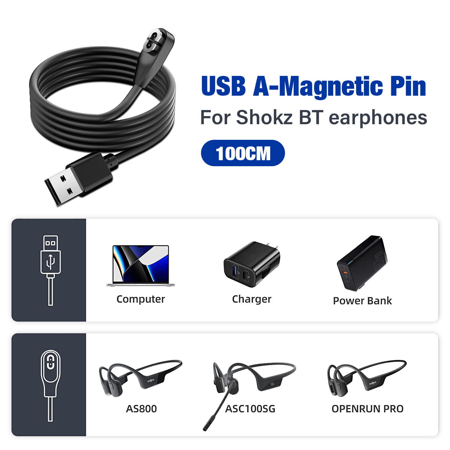 Charger Cable for Shokz Aeropex/OpenRun Mini/Pro earphones Fast ...