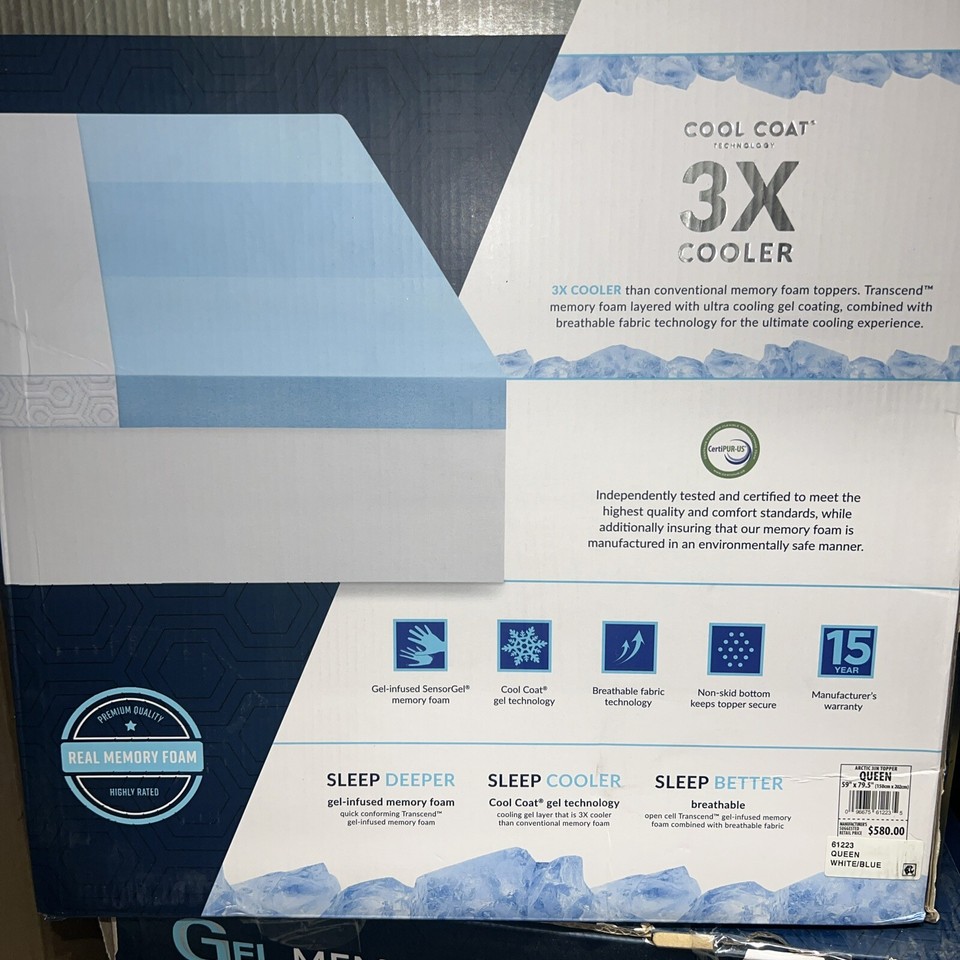 SensorGel Sensor Gel Arctic 3” Memory Foam Bed Topper - Queen | eBay