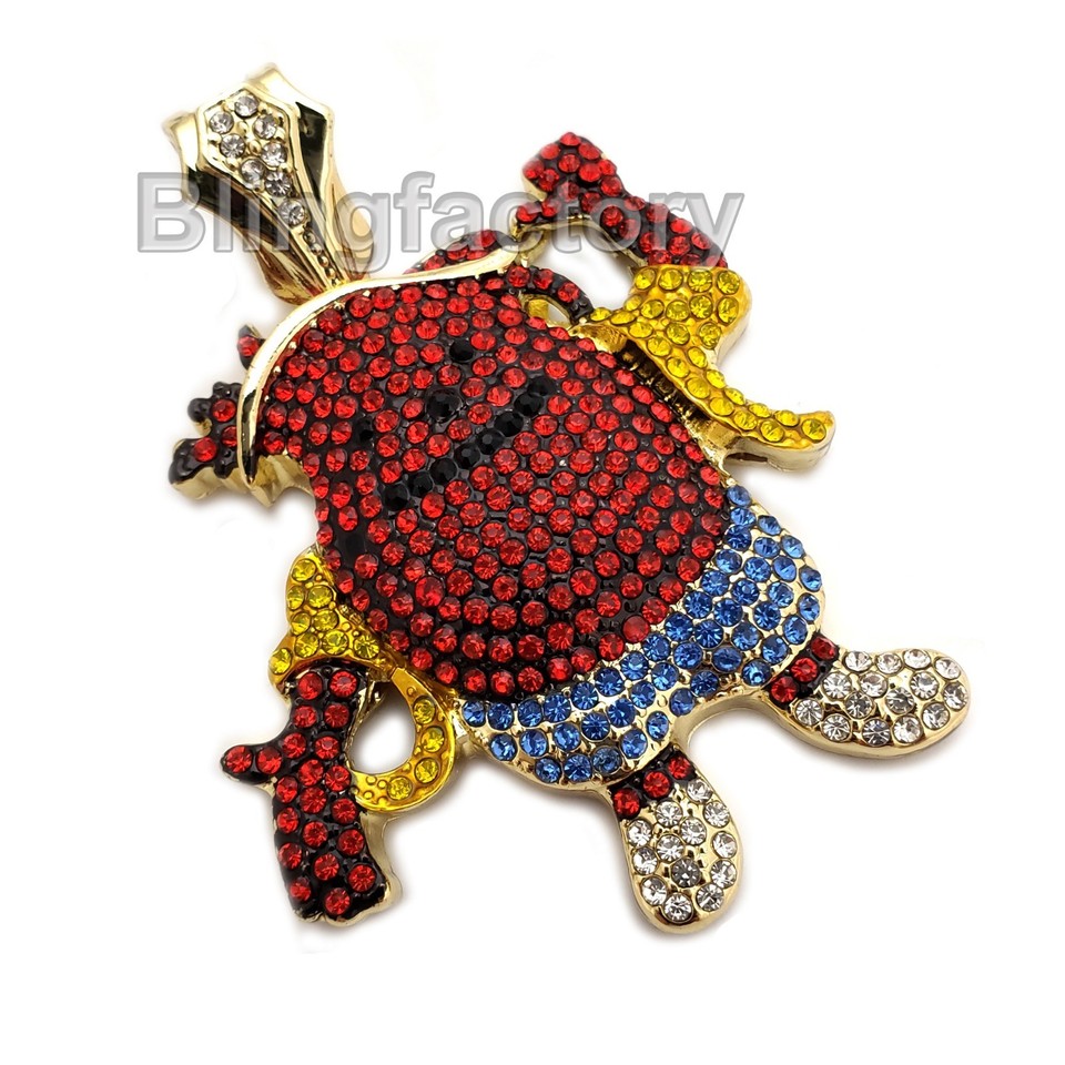 Gold Plated Kool Aid Man pendant 15mm 18" Iced Multi Color Cuban Chain ...