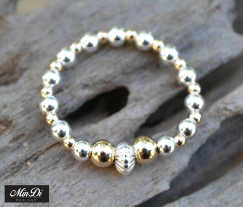 14K Gold Filled & Sterling Silver Stretch Ring. | eBay