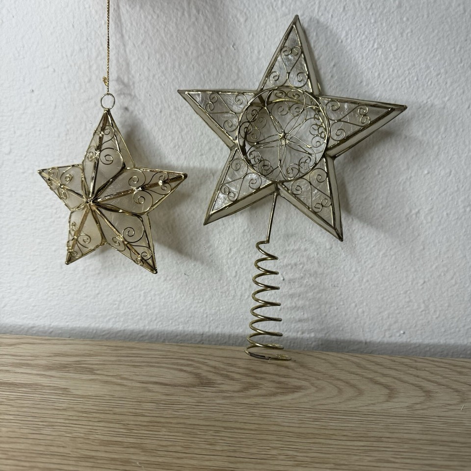 Capiz Shell Star Christmas Tree Topper and Matching Ornament Holiday ...