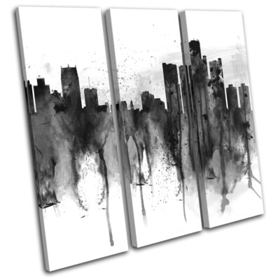 Detroit MI City Industrial Grunge Urban TREBLE TOILE murale ART Photo ...
