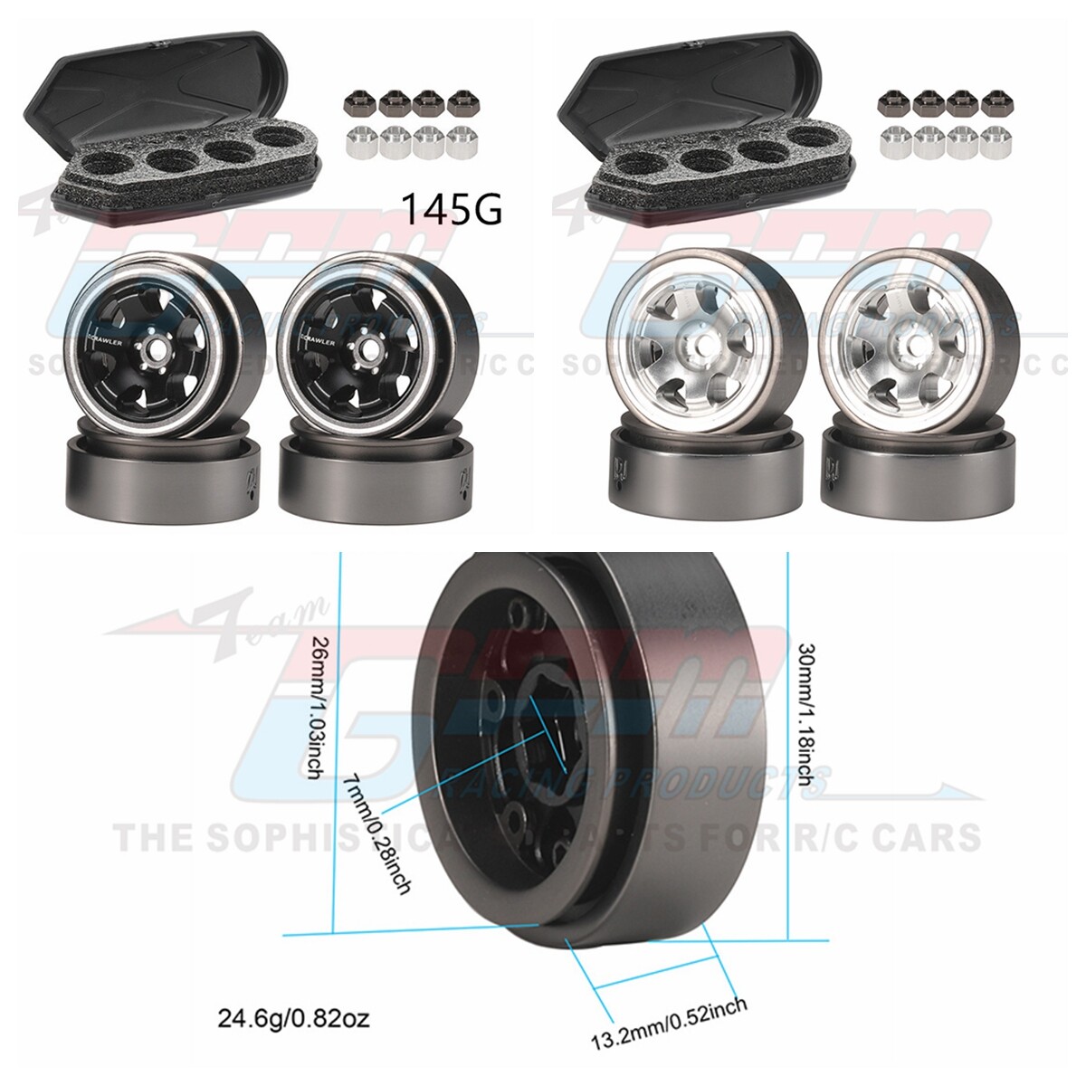 GPM Alloy CNC Wheel Rim Adapter for 1/24 1/18 SCX24 TRX4M 1 inch TE37 ...