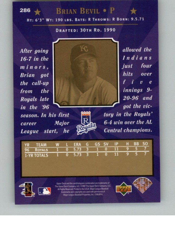 1997 Upper Deck Brian Bevil 286 Kansas City Royals | eBay