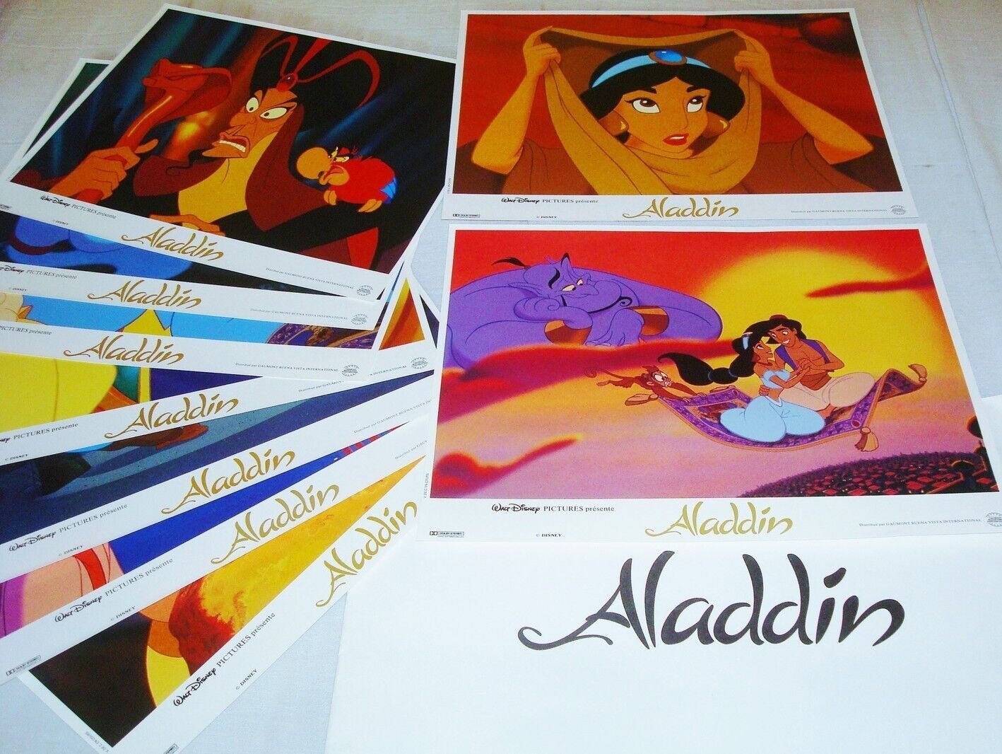 ALADDIN, 1992 DISNEY FRENCH LOBBY CARD SET OF 9-9X11", BRAND NEW ...