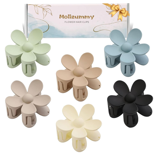 6PCS Matte Flower Hair Clips, Large Claw Clips for Women Thick Hair ...
