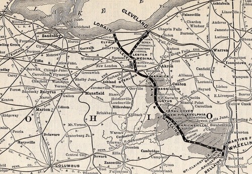 1901 Antique Cleveland Lorain & Wheeling Railway Map Vintage Railroad ...