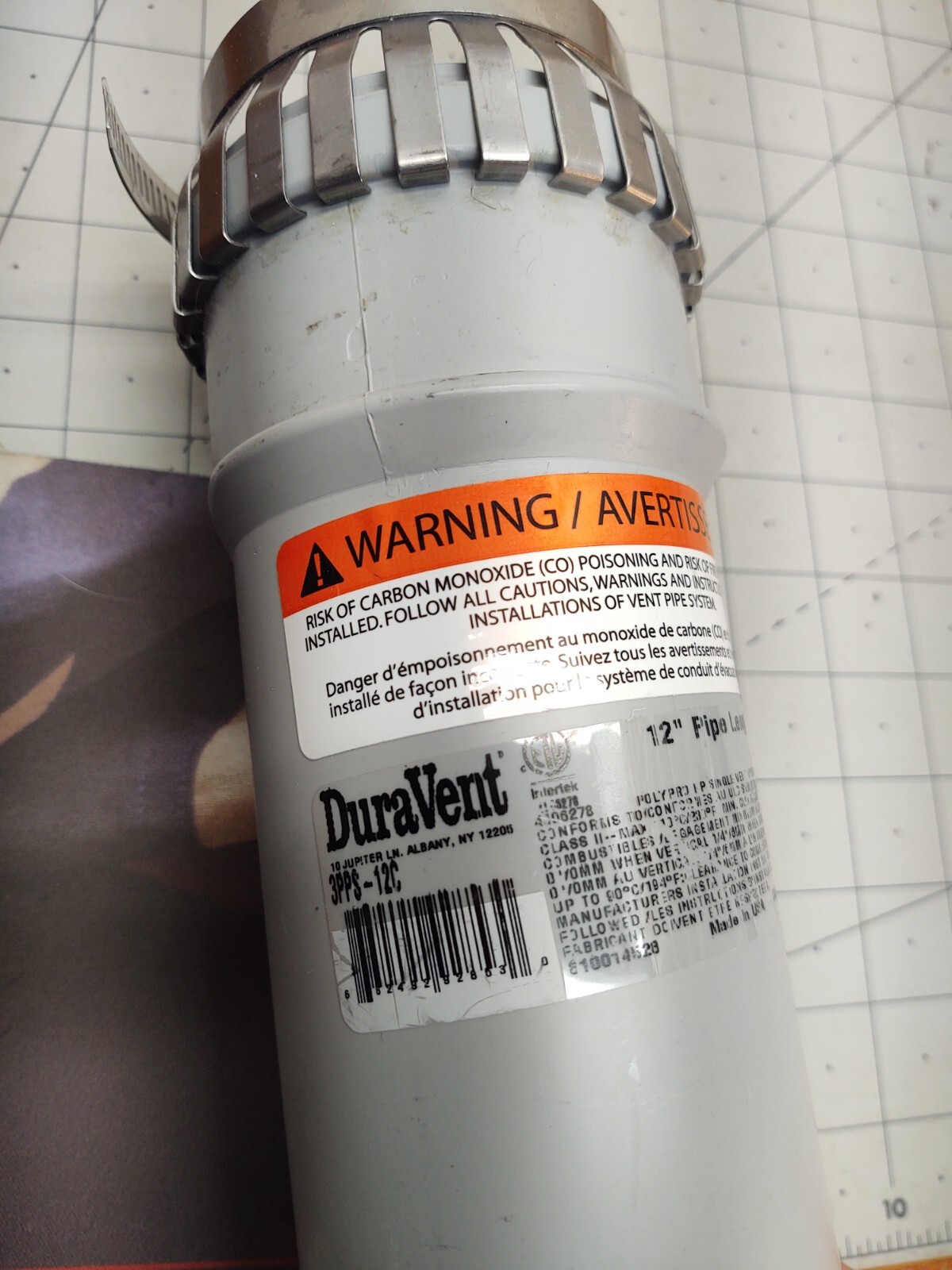 Duravent PolyPro 3PPS-12C 3” Single Wall PP 12” Pipe Length Qty 6 for ...