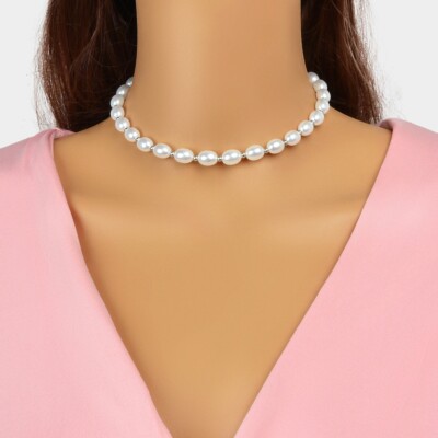 Elegant Imitation Pearls String Collar Necklace Wedding Party Costume ...