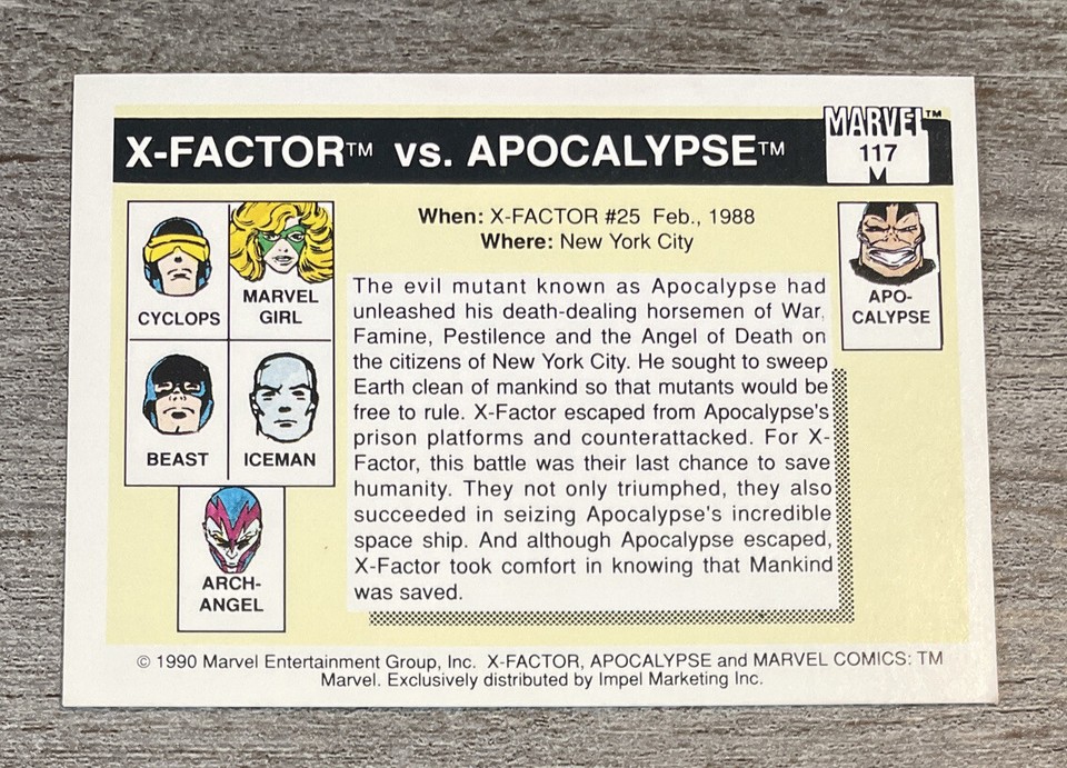 X-Factor vs Apocalypse 1990 Marvel Comics Universe Series 1 Battles ...