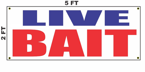 LIVE BAIT Banner Sign Fishing Worms Lure Minnows Ice NEW LARGER SIZE ...