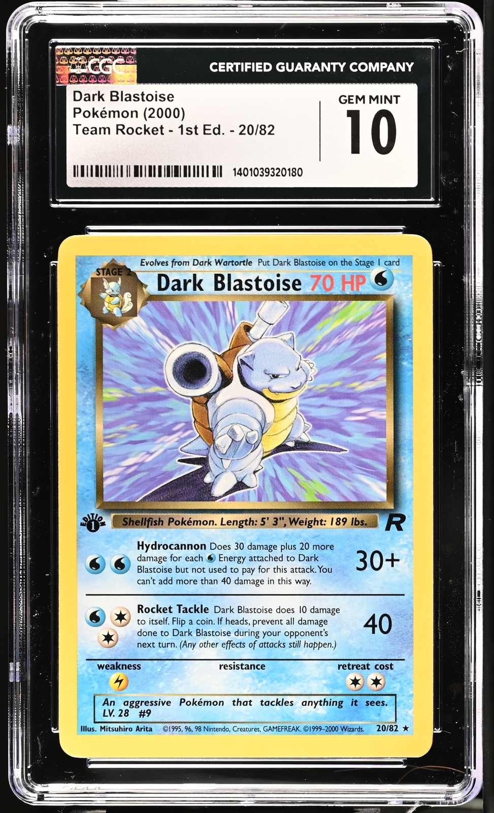CGC 10 GEM MINT Dark Blastoise Team Rocket 1st Edition 20/82 Rare ...