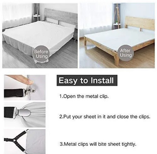 4 Pcs Triangle Fitted Adjustable Strap Fastener Holders Garters For Bed ...