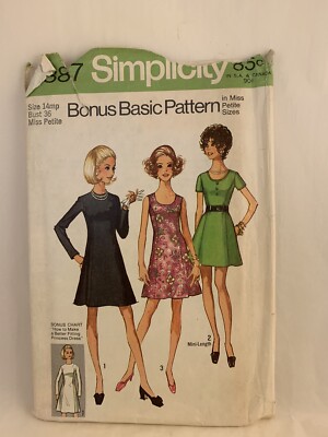 Sewing Pattern Simplicity 8887 Size 14 Petite 1970 Princess Dress ...