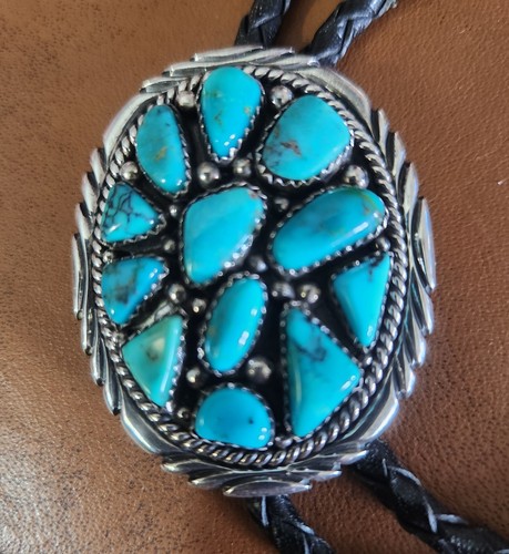 36" JR Silversmith Turquoise Cluster and 925 Sterling Bolo Tie | eBay