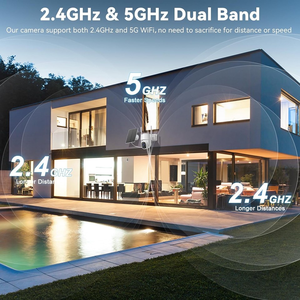 5G Solar Camera Outdoor Wireless 2K Battery Powered Camera Color Night ...