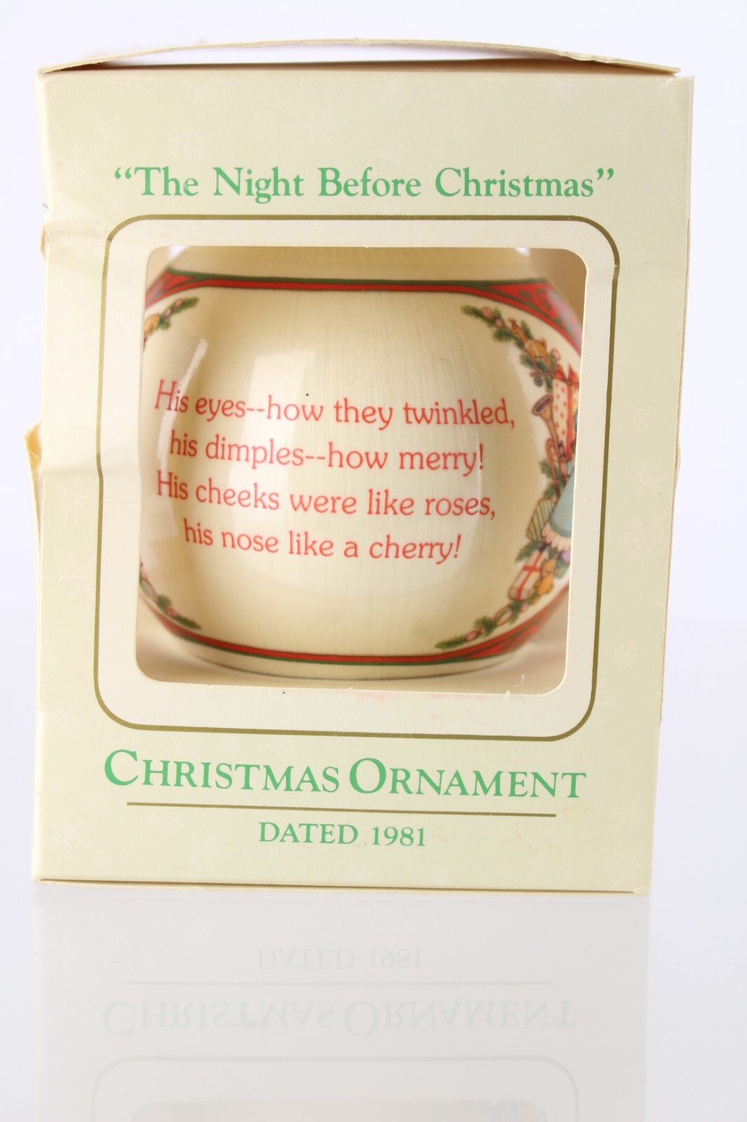 NOS HALLMARK AMBASSADOR THE NIGHT BEFORE CHRISTMAS 1981 Ball Ornament ...