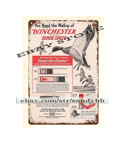 1952 Ammo Duck Hunting Super Speed Shotgun Shells metal tin sign ...