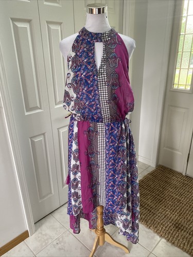 Reba Paisley Beaded Boho Patchwork Asymmetrical Cinch Sided XL $138 ...