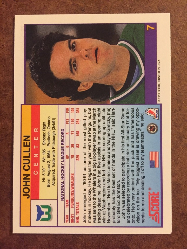 John Cullen 7 Score 1991 Hockey Trading Card | eBay