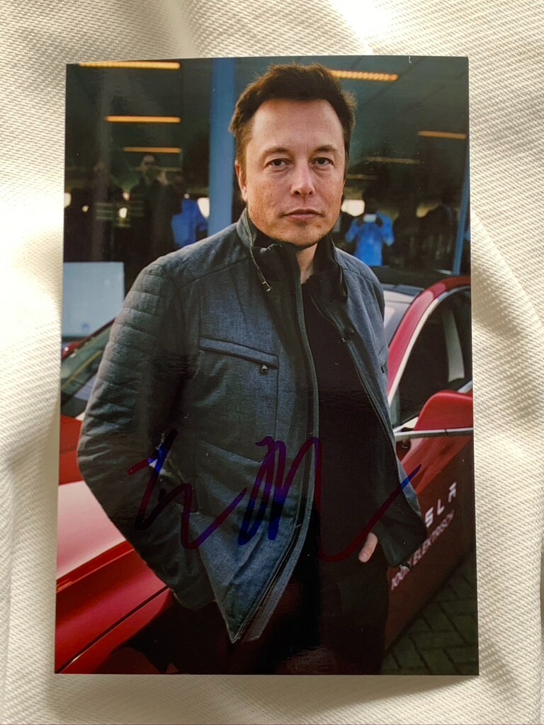 Signed ELON MUSK photo 4x6 ORIGINAL autograph X SpaceX Tesla BERLIN ...