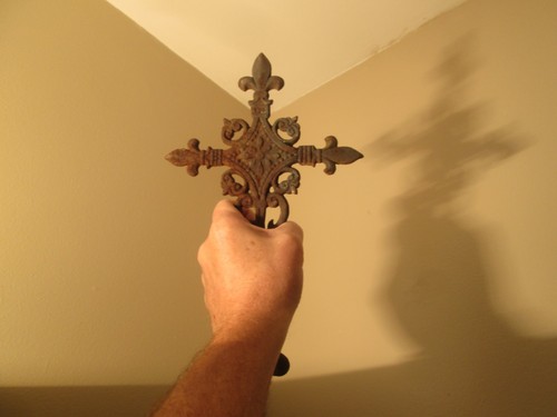 Spooky Haunted Cross Crucifix Cast Iron Mausoleum Door Decoration ...