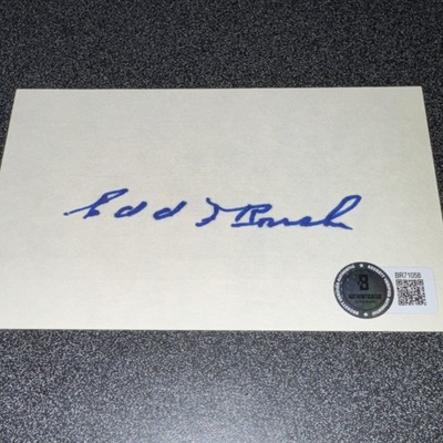 Edd Roush Autographed Signed Index Card BAS Beckett Authenticated | eBay