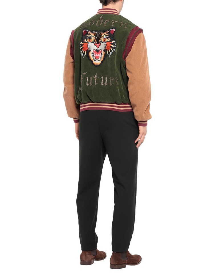 RRP€3850 GUCCI Corduroy Jacket IT46 US36 S Embroidered Angry Cat Made ...